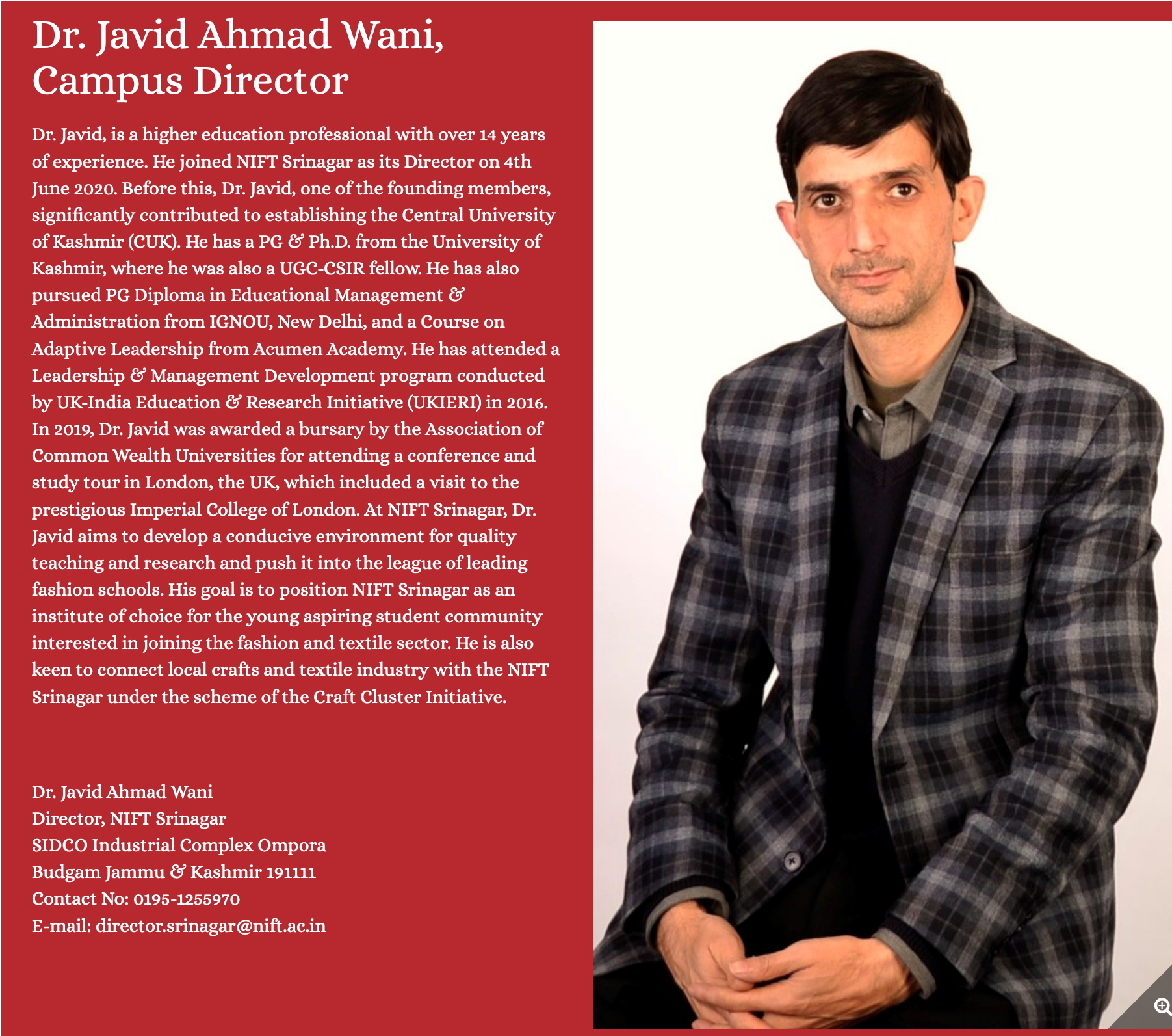 Director Nift Srinagar Srinagar